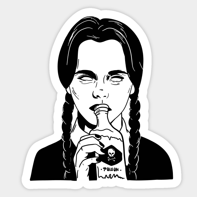 wednesday addams drinking poison - Wednesday - Sticker | TeePublic